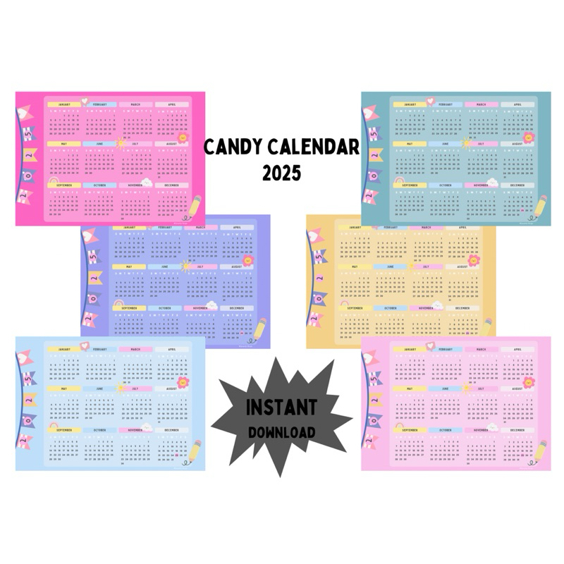 2025 Calendar Cute Pastel Colourful | Shopee Singapore