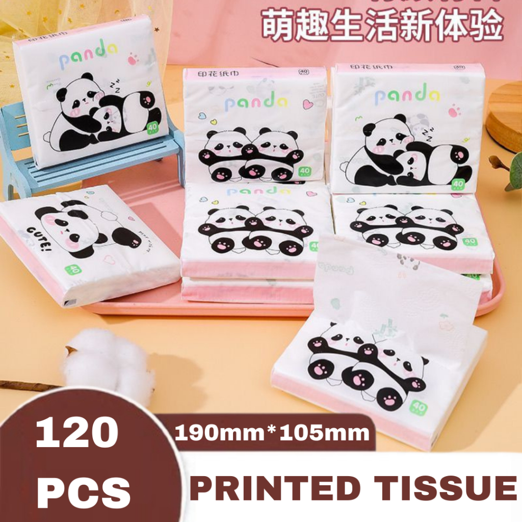 120pcs Panda Series Cartoon Printed Pocket Tissue / Watermark Pocket ...