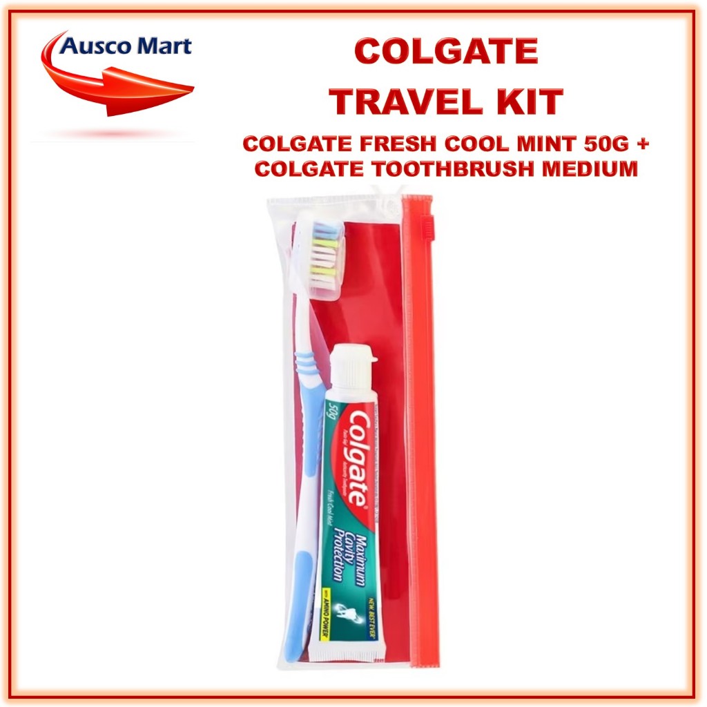 COLGATE TRAVEL KIT (MEDIUM TOOTHBRUSH + FRESH COOL MINT TOOTHPASTE 50G ...