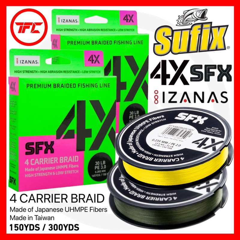 SUFIX SFX 4X 150YDS 300YDS 4 Carrier Braid Fishing Line Braided X4 PE Izanas | Shopee Singapore