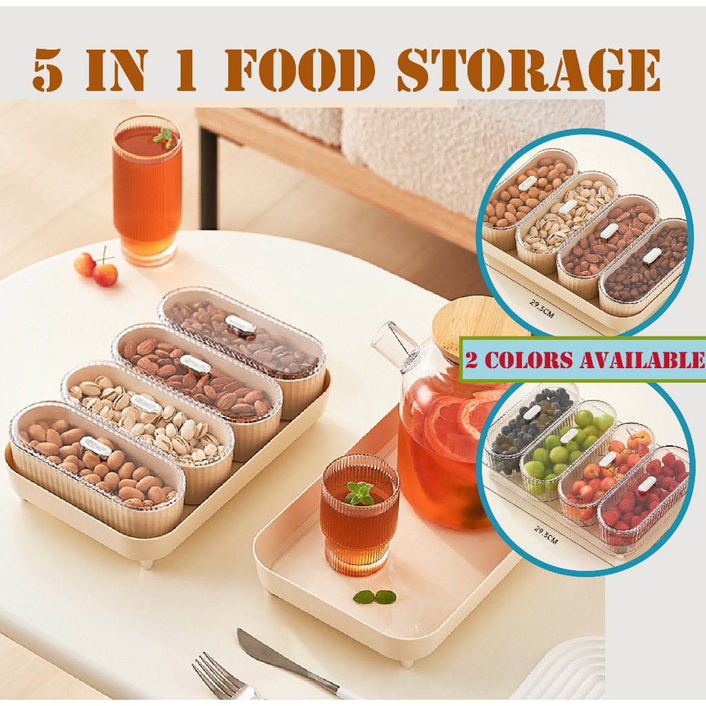 Luxury 5in1 Fruit Container with tray Food container Dried food storage ...