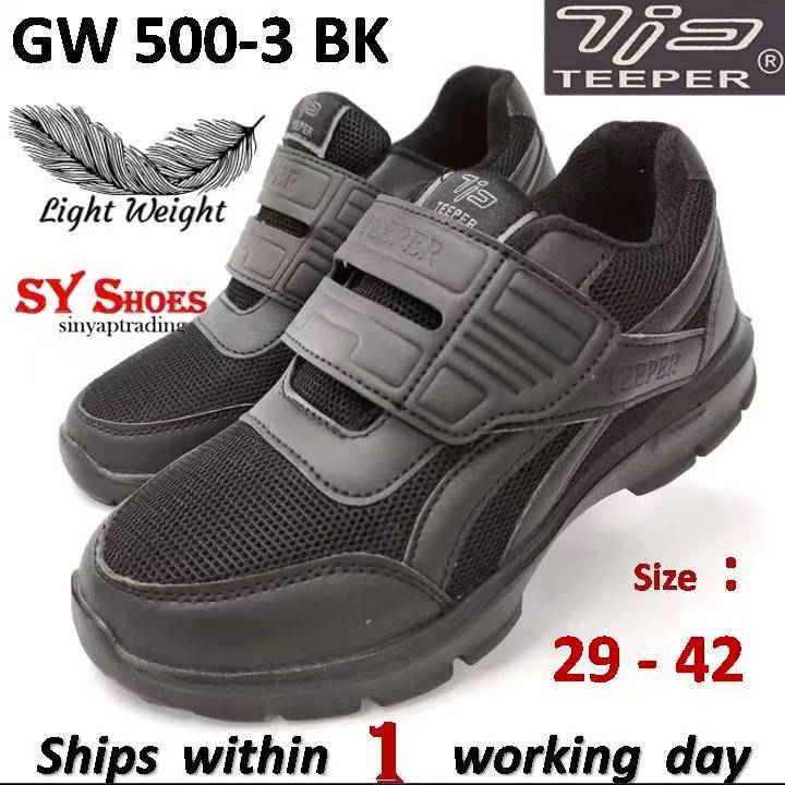(SY Shoes) "TEEPER" 1-Strap Half PVC Ultra Light Weight Black School ...