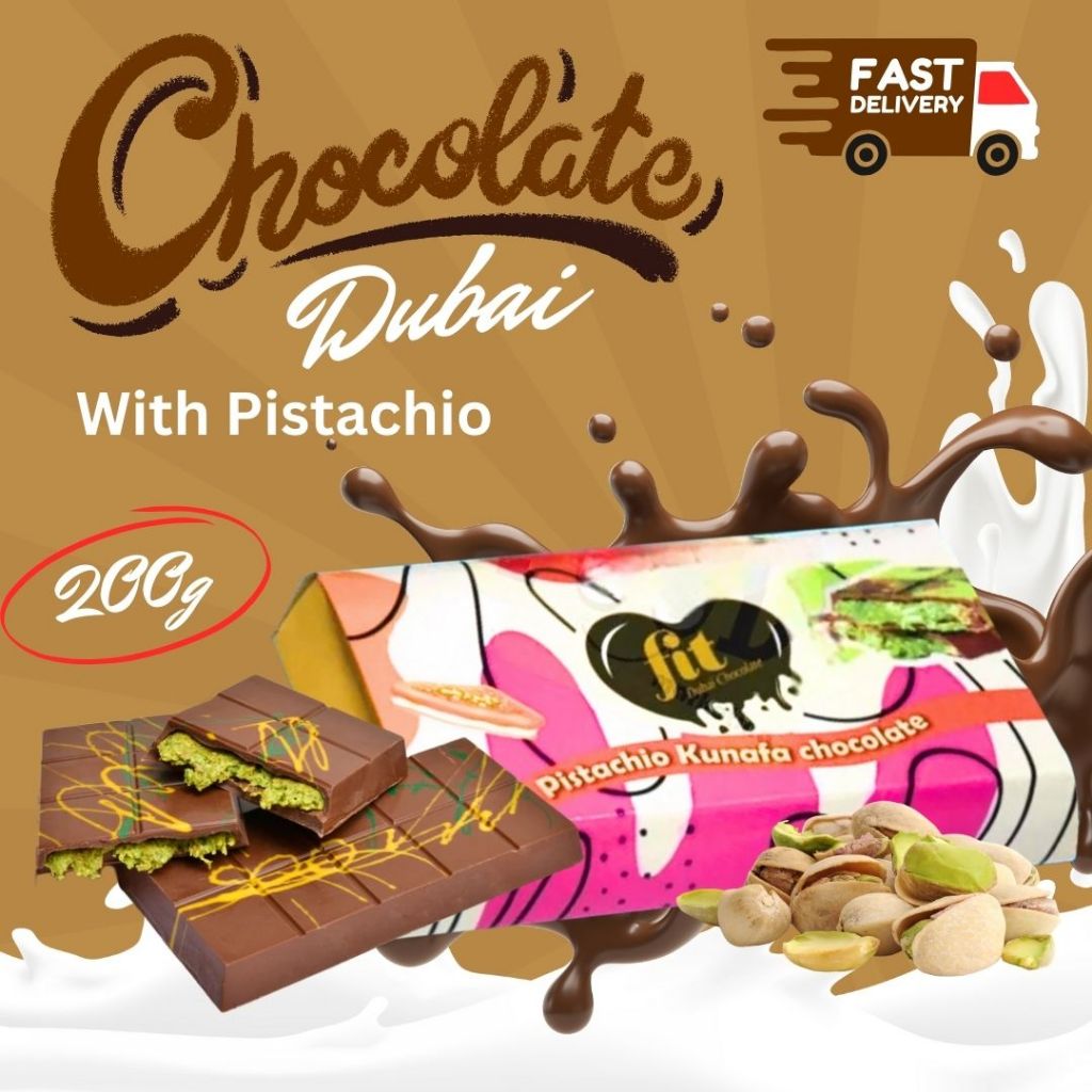 Pistachio Kunafa Chocolate By Fit Chocoalte 200g | Shopee Singapore