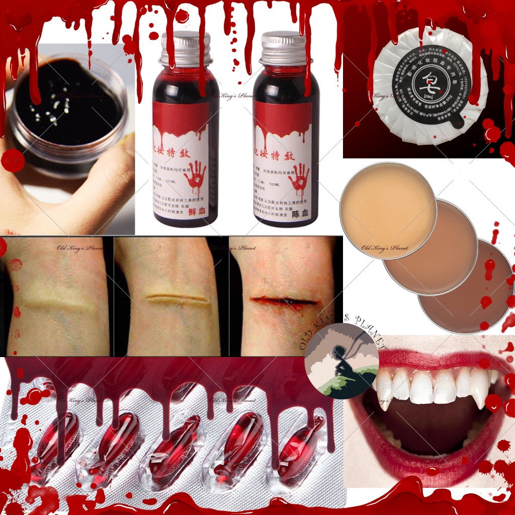 Face paint Fake Blood Scar Wound Scar Wax Skin Vampire Teeth Halloween ...