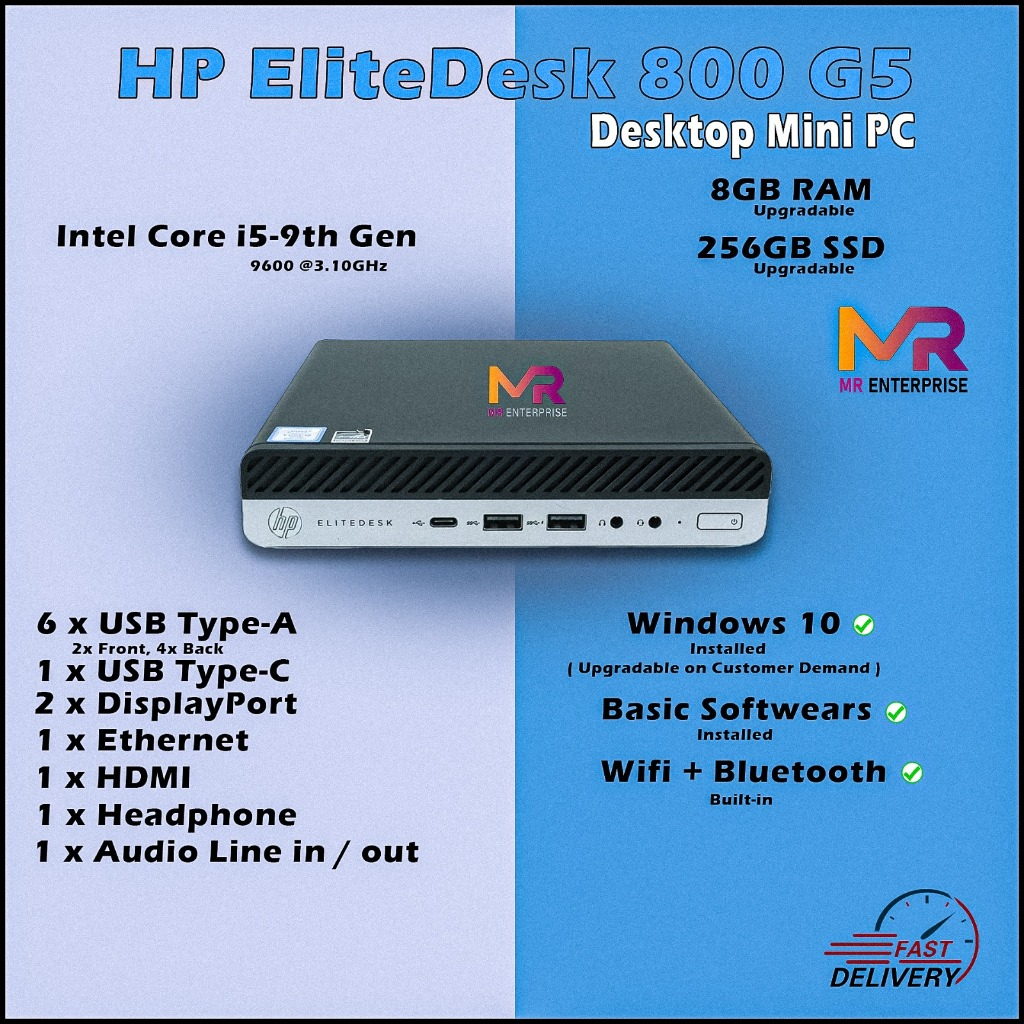 HP EliteDesk 800 G2 ( Mini PC ) - [ i5-9th Gen ] 8GB - 256GB SSD ...