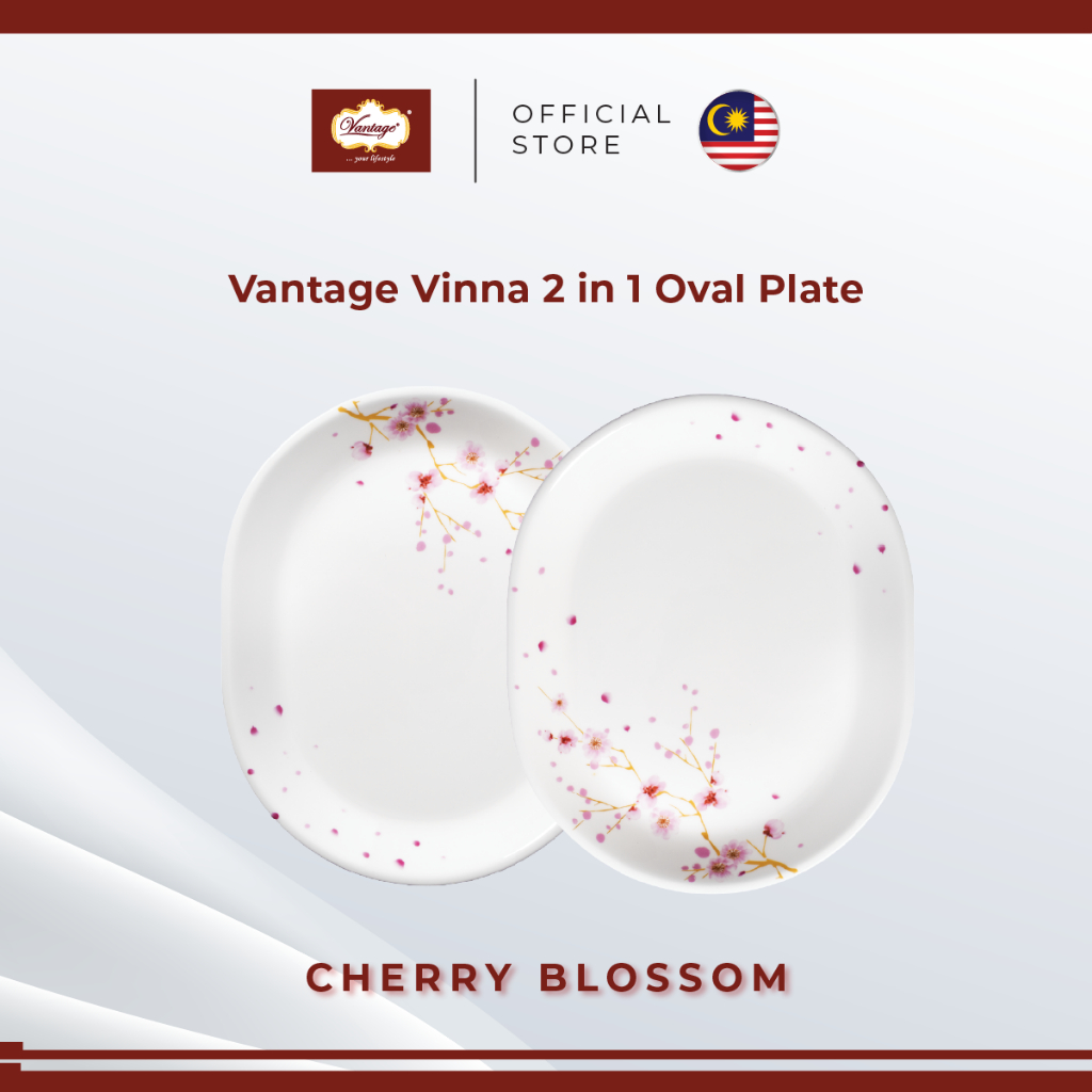 Vantage Fine Porcelain Vinna Cherry Blossom 2 in 1 Oval Plate (31cm ...