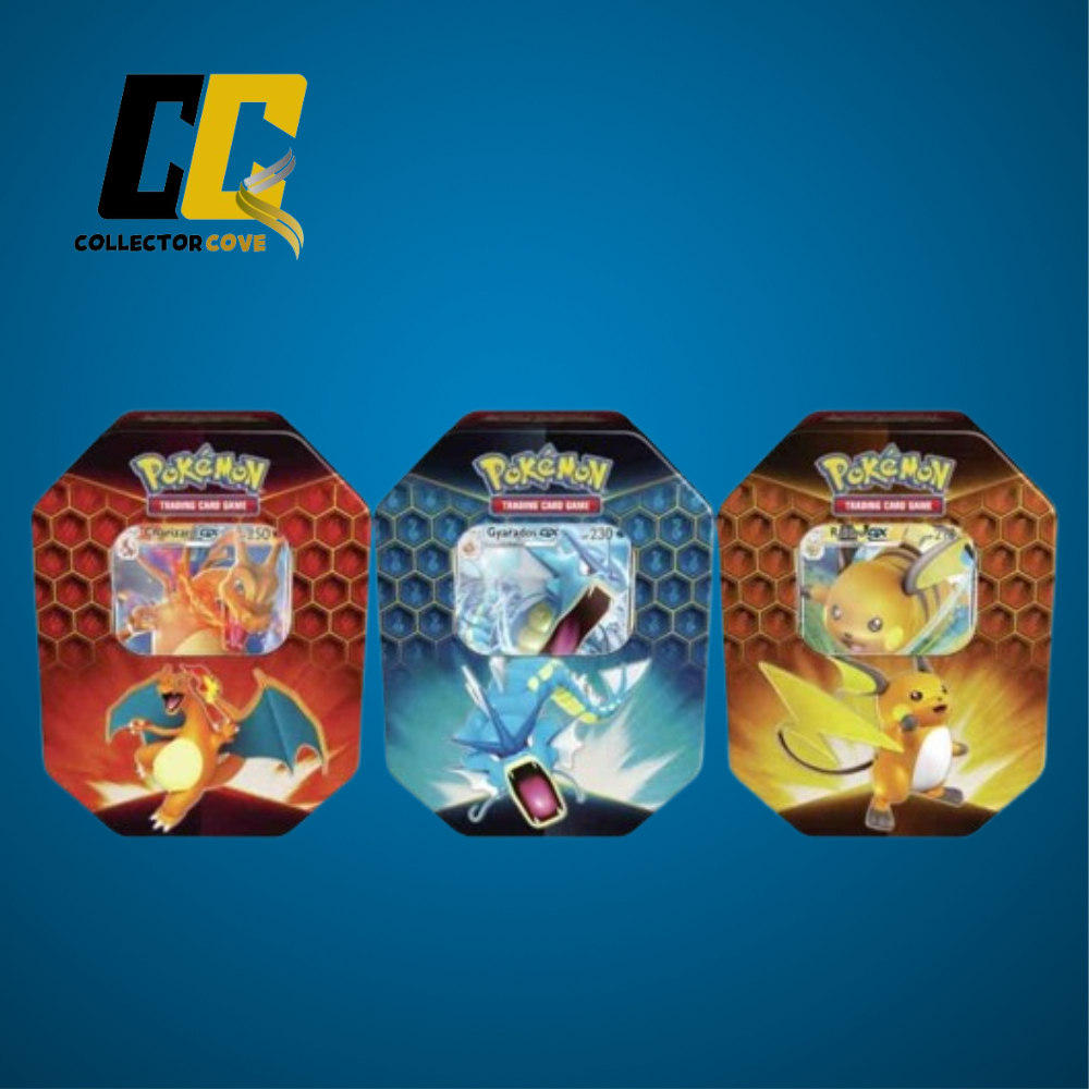 Pokemon Hidden Fates Tins Charizard GX Gyarados GX Raichu GX Pokemon ...