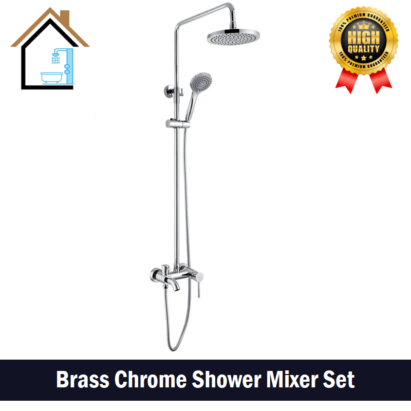 Brass Chrome Expose Shower Mixer Set with Rain Showerhead and Hand ...