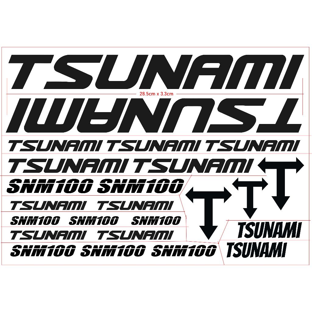 24 pcs TSUNAMI SNM100 fixie fixed gear cycling bike frame sticker ...