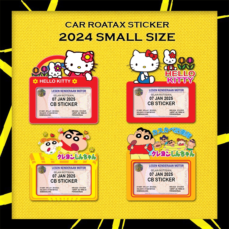 HELLO KITTY SHIN CHAN CAR ROADTAX SMALL STICKER / RK12 | Shopee Singapore