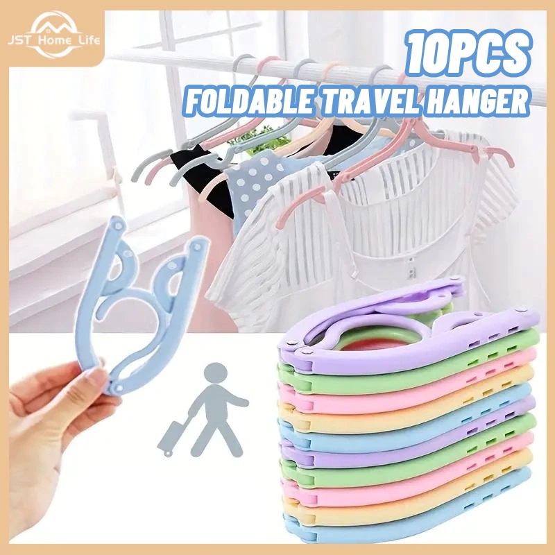 10Pcs Folding Hanger Foldable Travel Hanger Non-slip Plastic Hanger ...