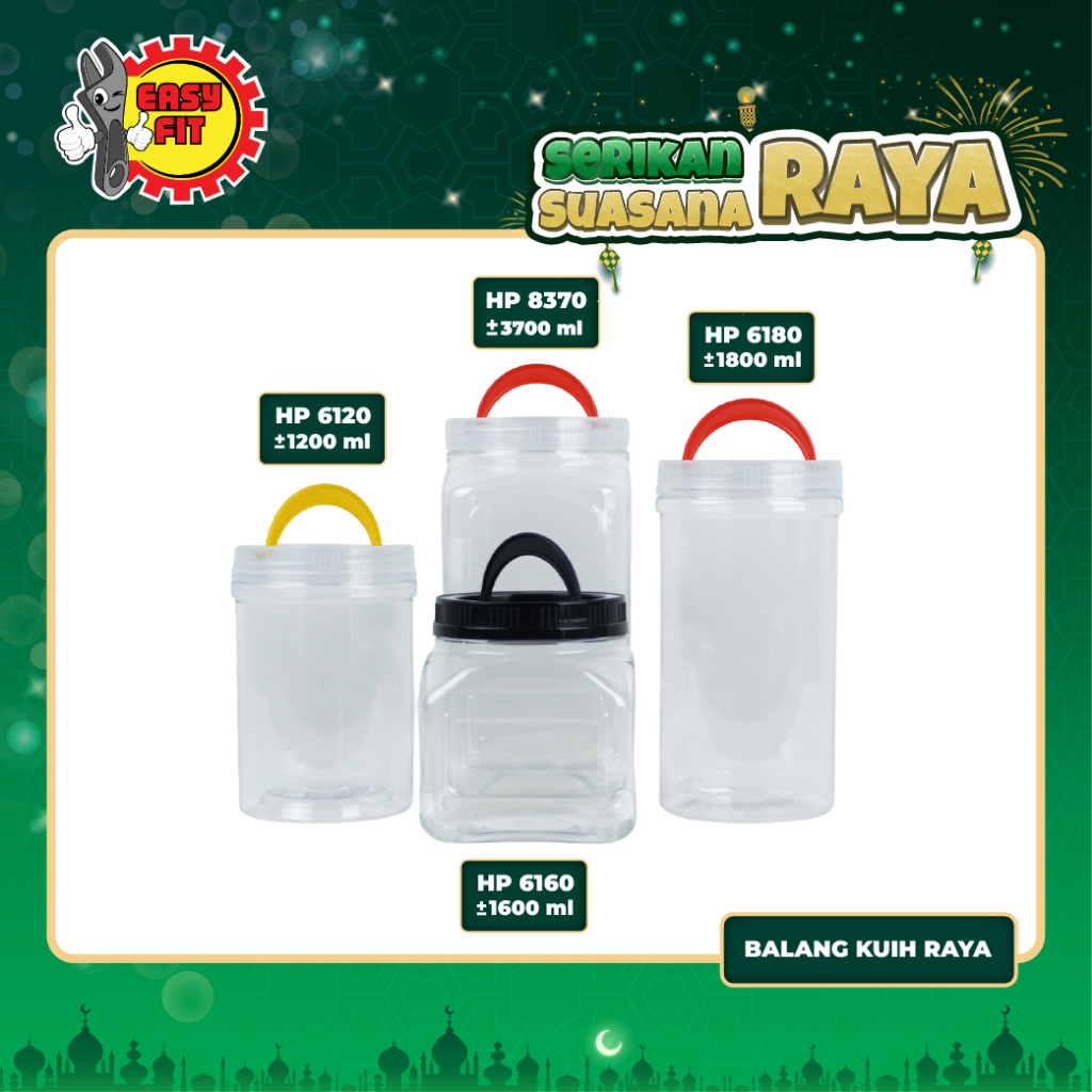 EASYFIT PET JAR/BALANG KUIH/BALANG RAYA PLASTIK WITH HANDLE (RANDOM ...