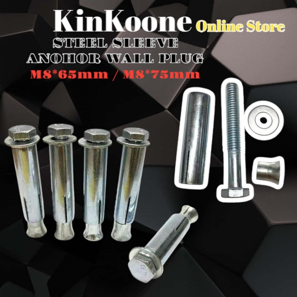 M8 Sleeve Anchor Wall Plug Besi Skru Dinding Simen Hexagon Screw Wall ...