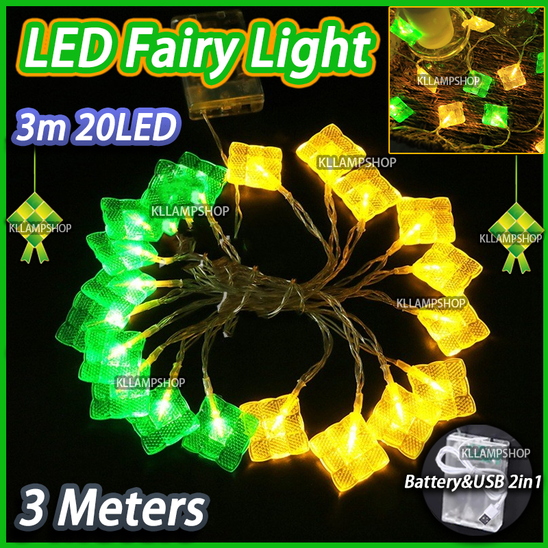 Lampu Raya Ketupat 3M 20Led Fairy Light Lampu Hiasan Battery&USB 2in1 ...