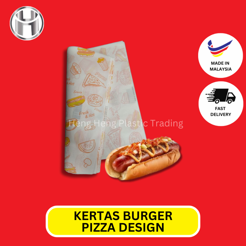 DELI WRAP GLOSS Burger Paper 100pcs Burger Wrap Balut Burger food ...
