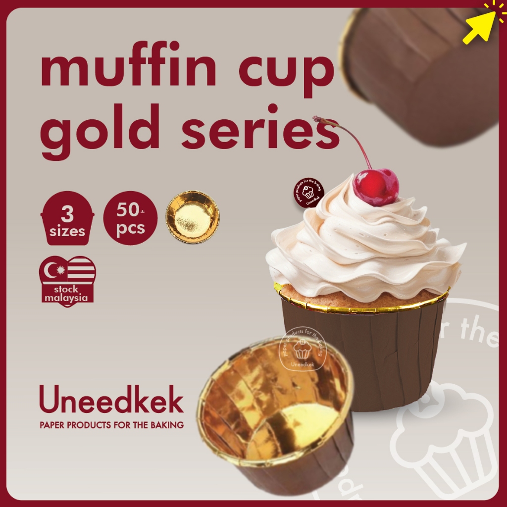 Gold Baking Cupcake Muffin Cup Aluminium Gold Liner Bekas Kek Cawan ...