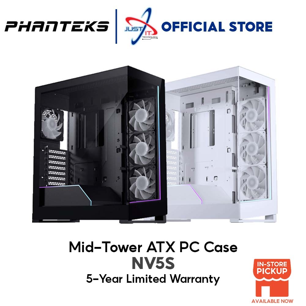PHANTEKS NV5 MID-TOWER ATX PC CASE / CASING WITH 3x M25 REVERSE FANS ...