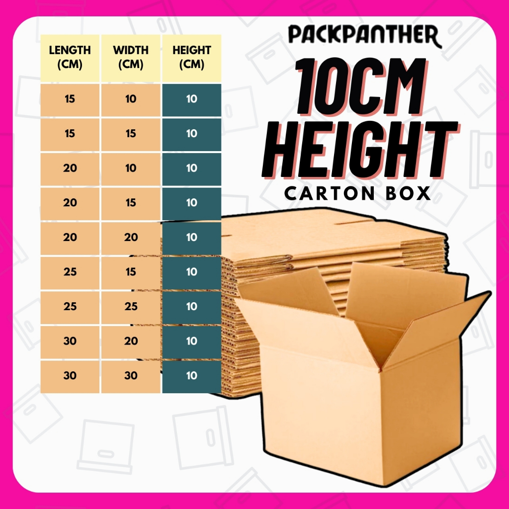 PACKPANTHER Carton Box 10CM(H) Storage Kotak Pindah Rumah Packaging Box ...