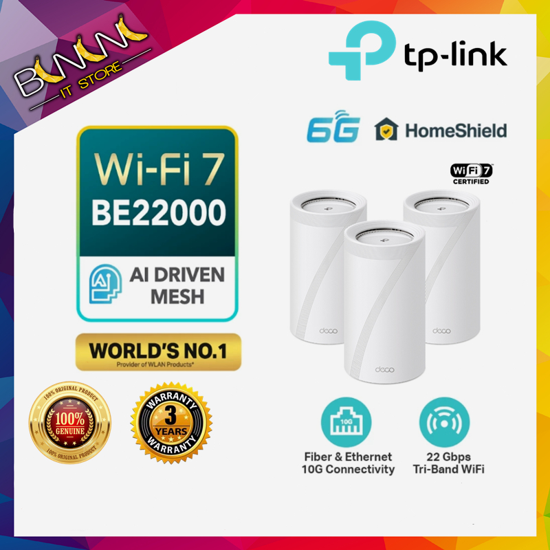 TP-Link BE22000 WiFi 7 Tri-Band Whole Home AI-Driven Mesh Wifi Router ...