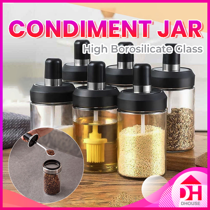 Condiment Season Glass Jar Bottle Container Spoon Brush Honey Botol ...