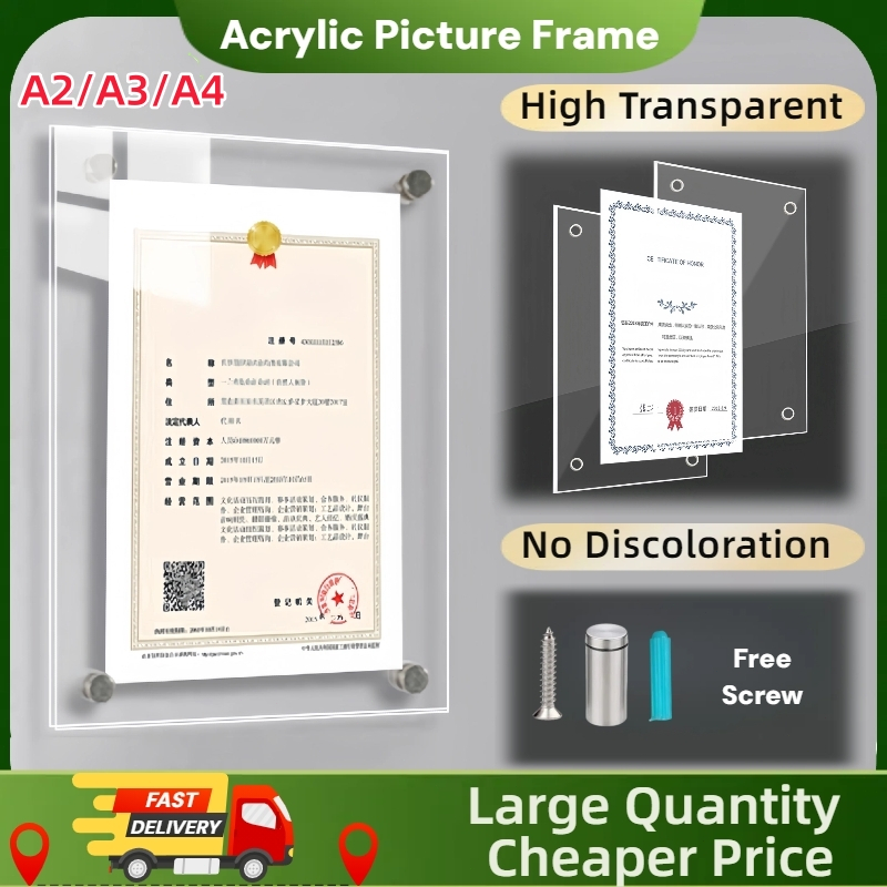 Wall Mounted Clear Acrylic Photo Frame Double-layer Certificate Frame ...