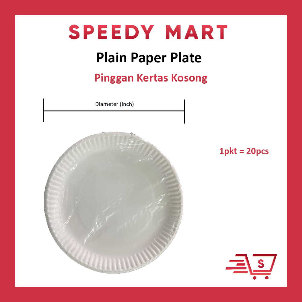 Pinggan Kertas (20PCS) Plain Paper Plate / Flower Paper Plate ...