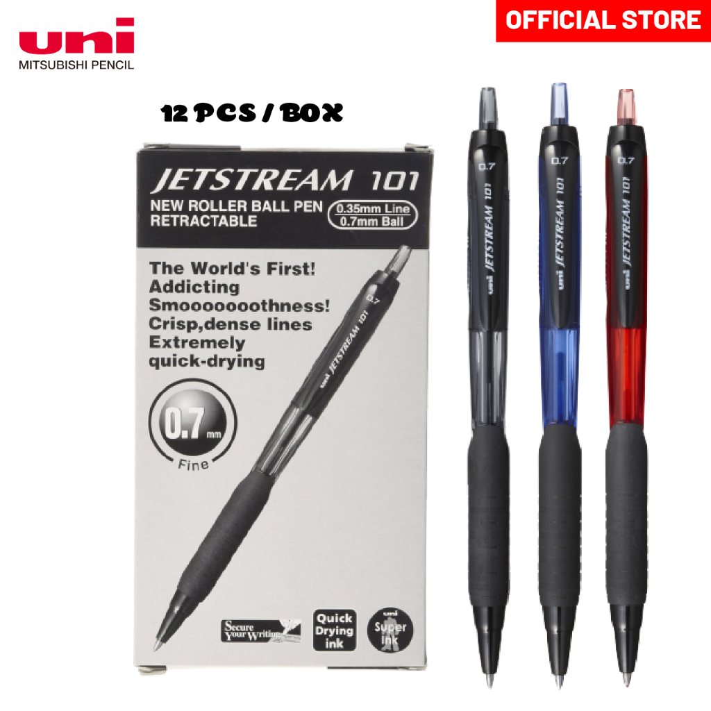 Uni Jetstream 101 Roller Ballpoint Pen Retractable 0.5mm 0.7mm (12pcs ...