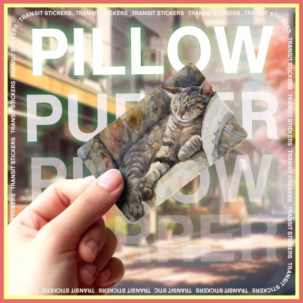 Pillow Purrer Tabby Cat | Custom Card Sticker | EZ-Link NETS Flashpay ...