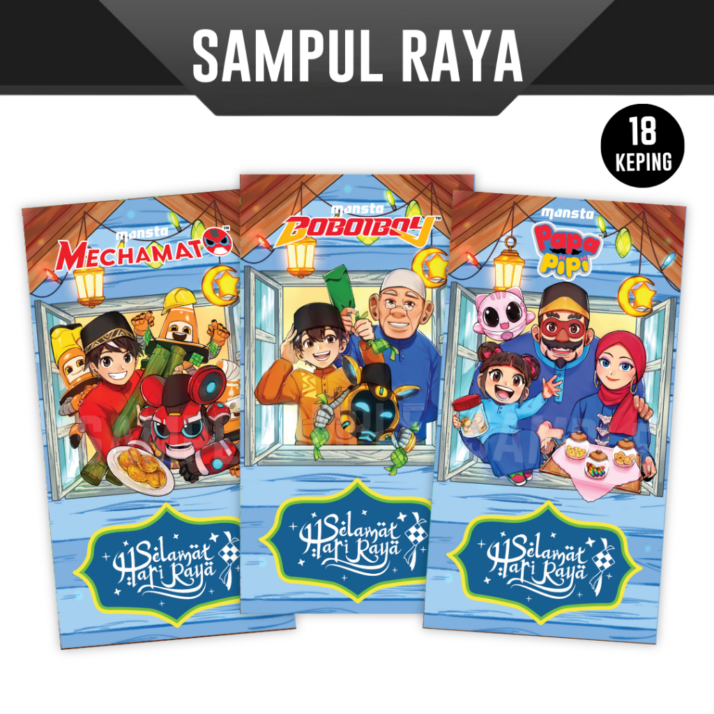 BoBoiBoy Mechamato Papa Pipi Sampul Raya 2025 (3 Packet) | Shopee Singapore
