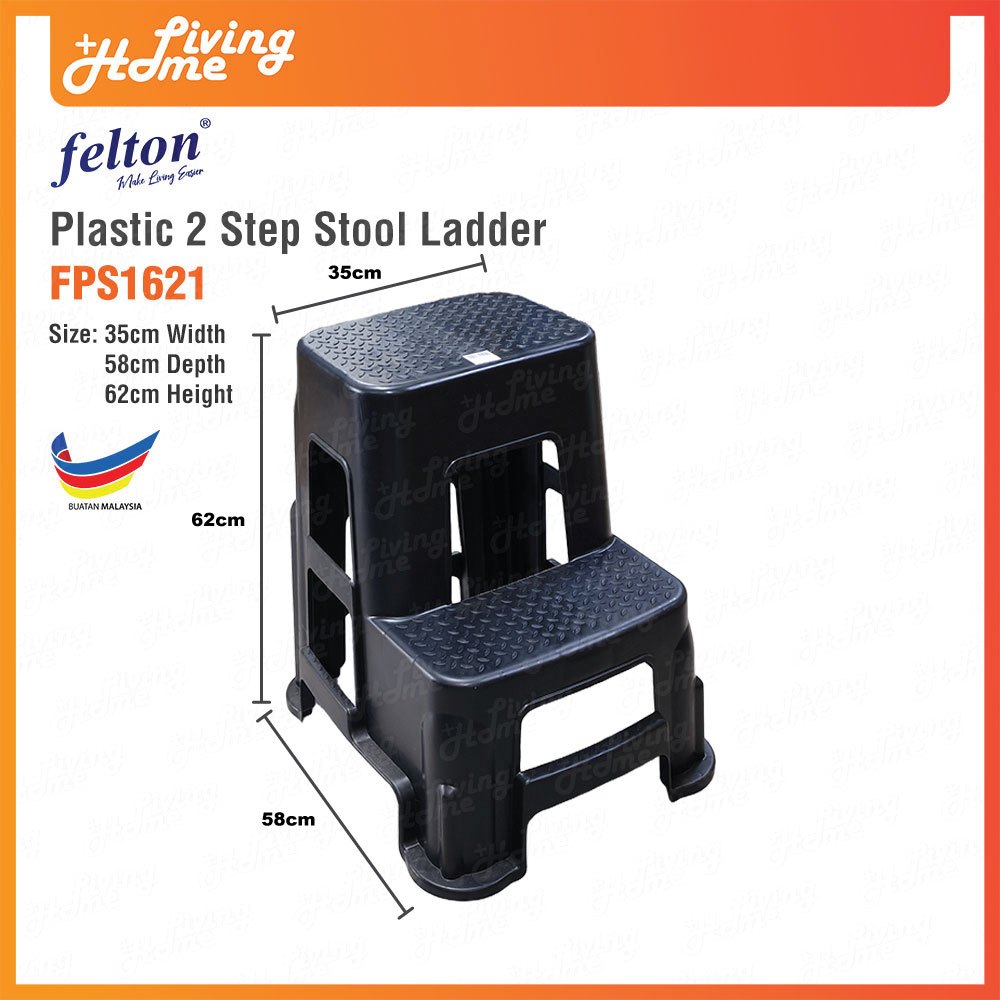 Plastic 2 Step Stool Ladder Step Chair Bangku Tangga Felton Step Stool ...