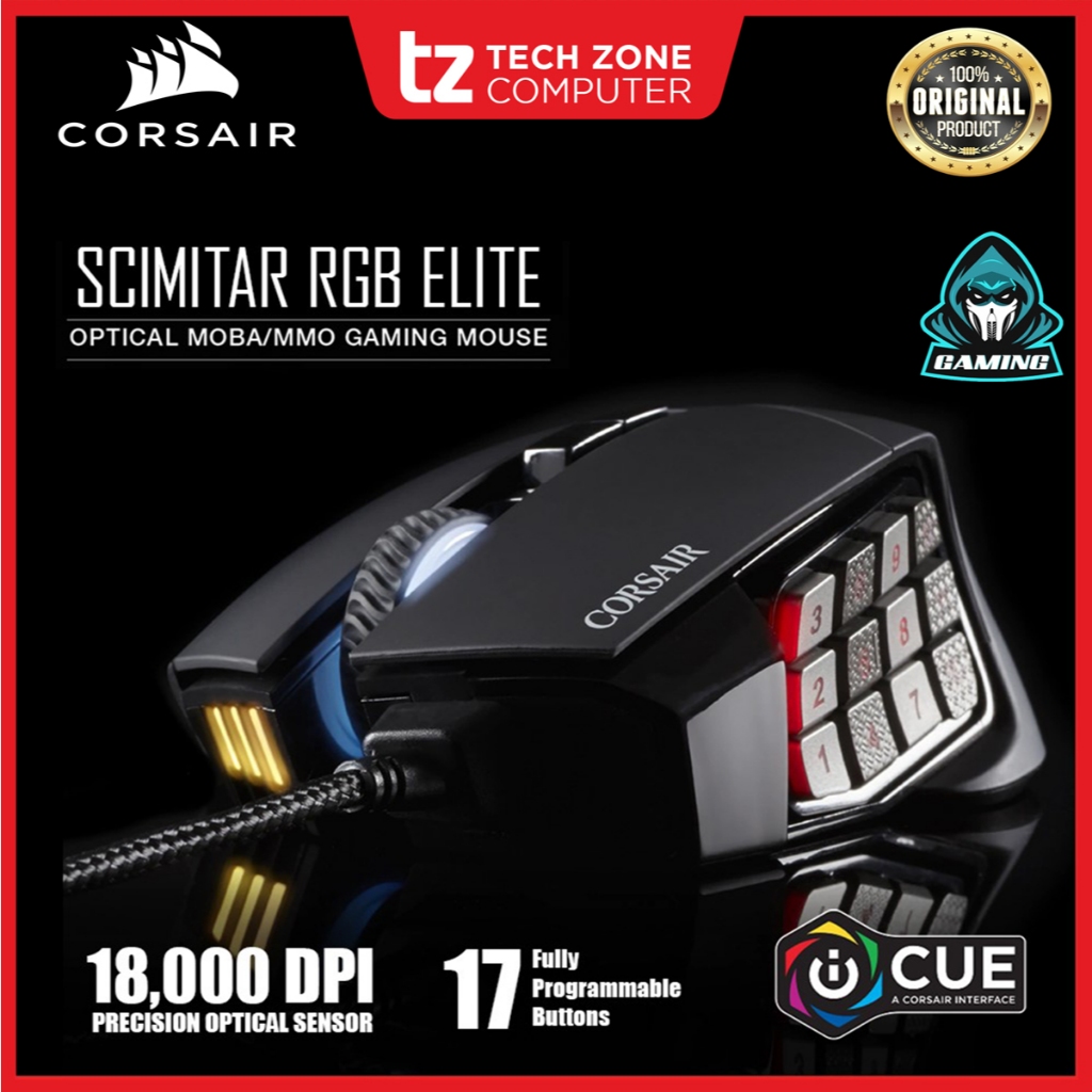 Corsair SCIMITAR RGB ELITE Optical MOBA/MMO Gaming Mouse (CH-9304211-AP) | Shopee Singapore