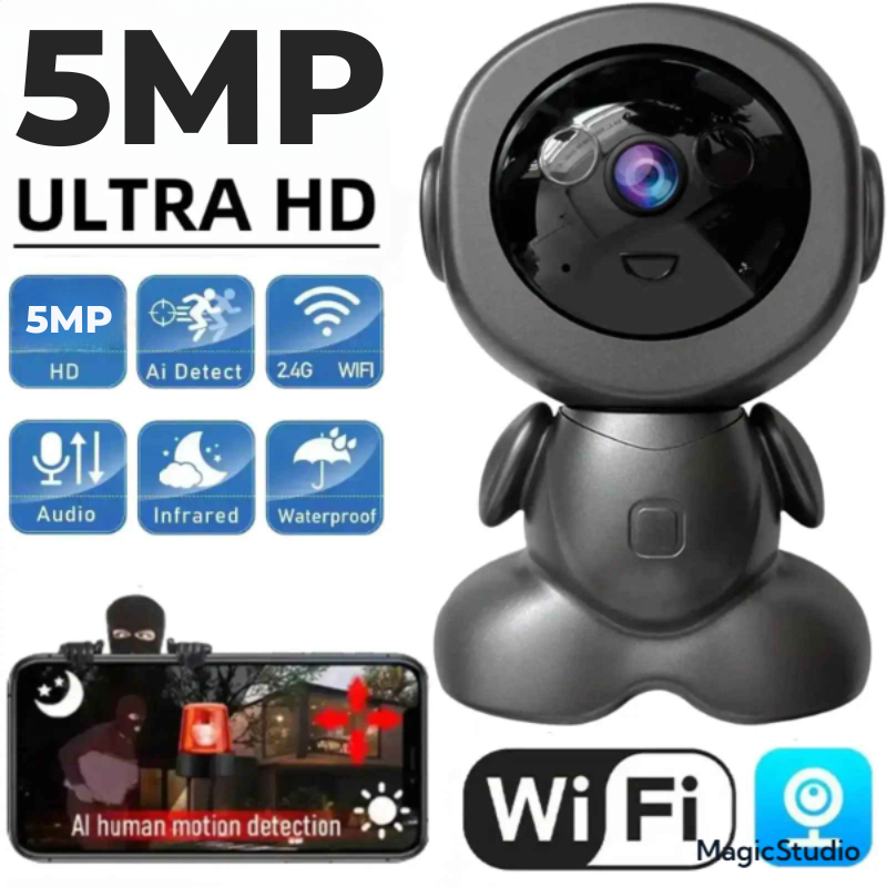 5MP WiFi Robot Camera | Smart Panorama CCTV | Color Night Vision, AI ...