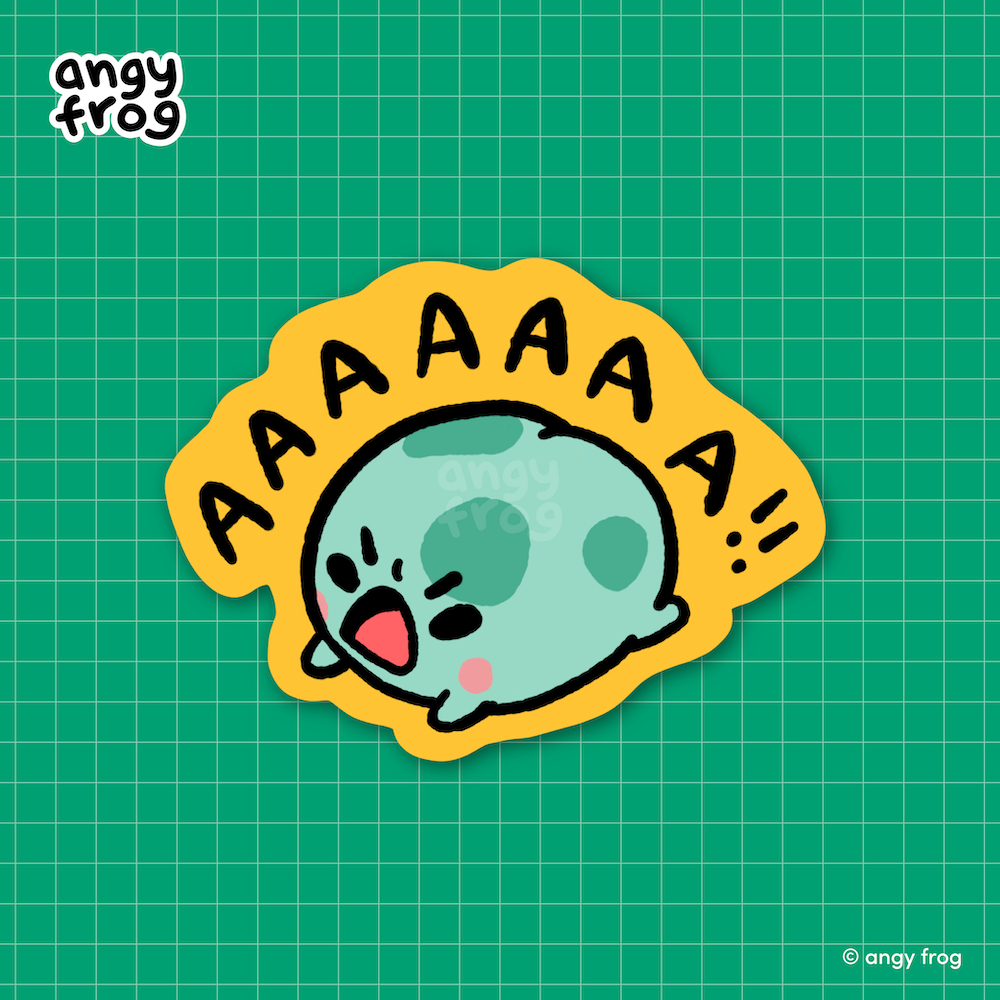 Angy Frog | screaming frog sticker (6cm) | Shopee Singapore