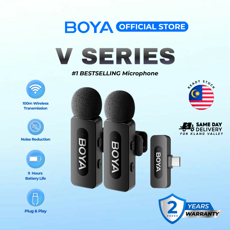 BOYA BY-V1/V2/V10/V20 2.4GHz Wireless Microphone Lavalier for Android/iP/Tablet/Laptop 麦克 ...