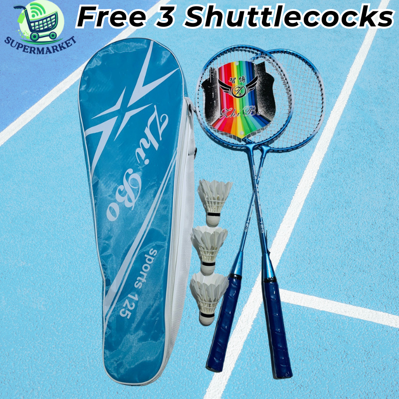2PCS Badminton Racket Set Soft Sponge Handle Lightweight Alloy Double ...