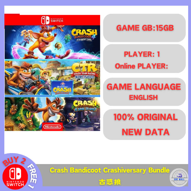 Crash Bandicoot Crashiversary Bundle (3IN1)(Nintendo switch) Permainan ...