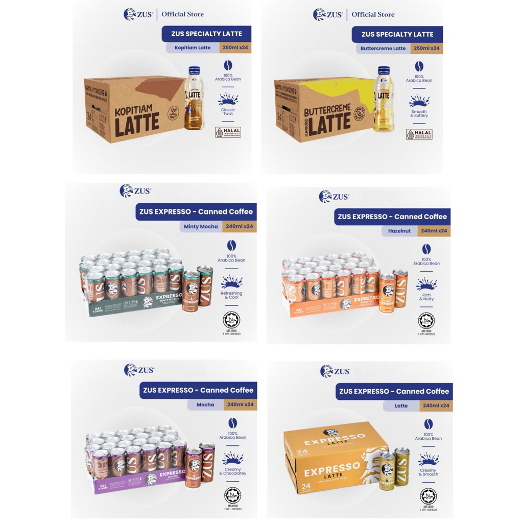 (Carton) Zus Coffee 24’s x 240ml/250ml | Shopee Singapore