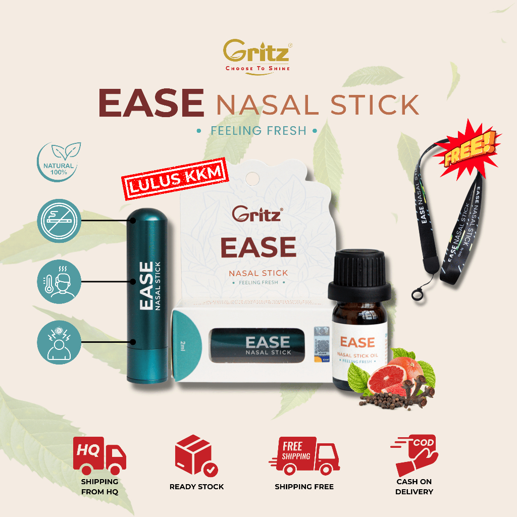 Ease Nasal Stick By GRITZ (Set Combo) | Natural Aromatherapy Inhaler ...