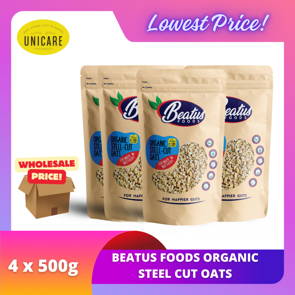 [CARTON DEAL] BEATUS FOODS ORGANIC STEEL CUT OATS 500G X 4 BAGS. High ...