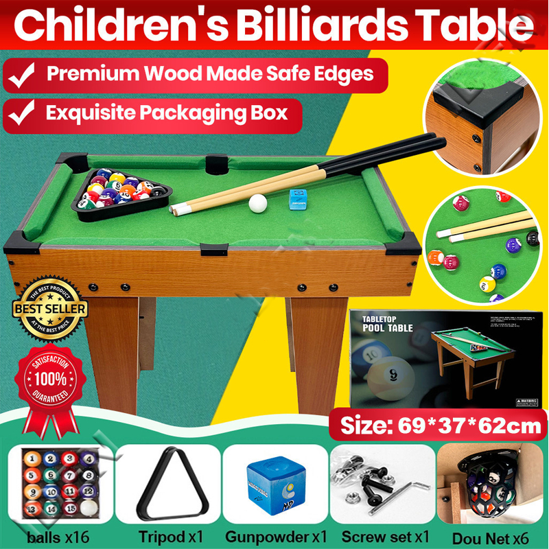 Mini billiard Table for Kids Wooden with Tall Feet Pool Table Set Taco ...
