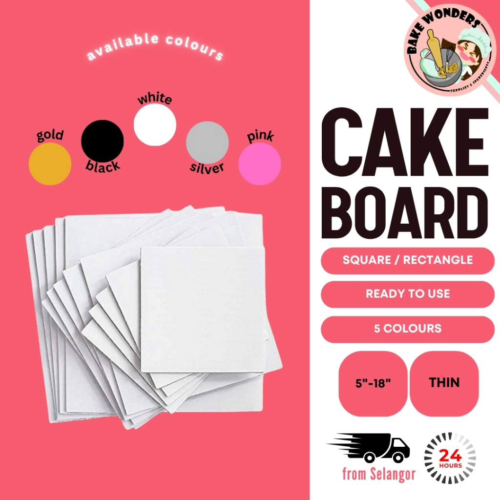 [1PC] Cake Board Square Rectangle/Papan Kek Segi Empat Sama Tepat/Cake ...