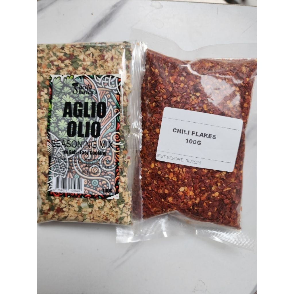 Shirley's Aglio Olio rempah chili flakes mix 100g each | Shopee Singapore