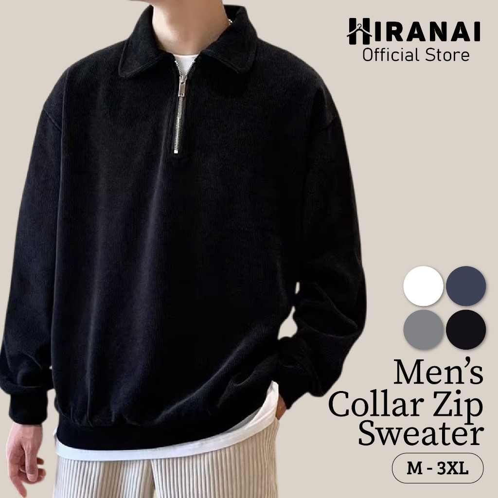Baju Half Zipper Lelaki Sweater Baju Lengan Panjang Streetwear Long ...