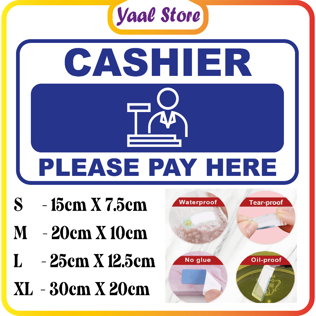 Cashier Pay Here /Sign Sticker /PVC Sticker Wall,Window(WATERPROOF ...