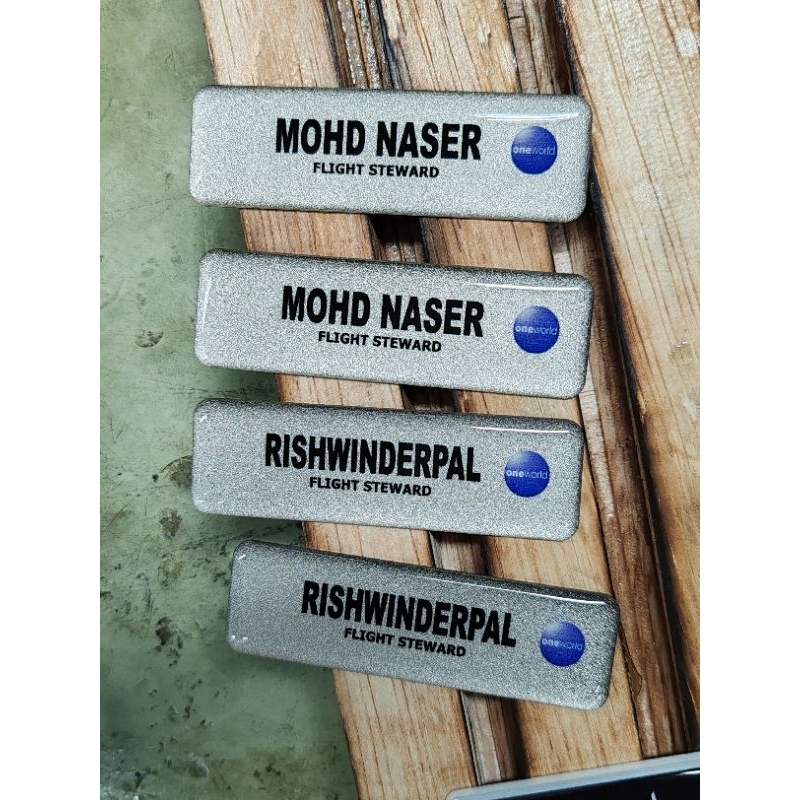 (Premium) One World name tag Cabin crew orignal silver100% ORIGNAL name ...
