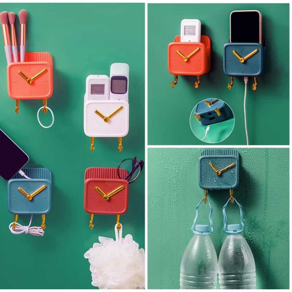 Wall Charger Storage Box Phone Holder Remote Control Mount Organizer ...