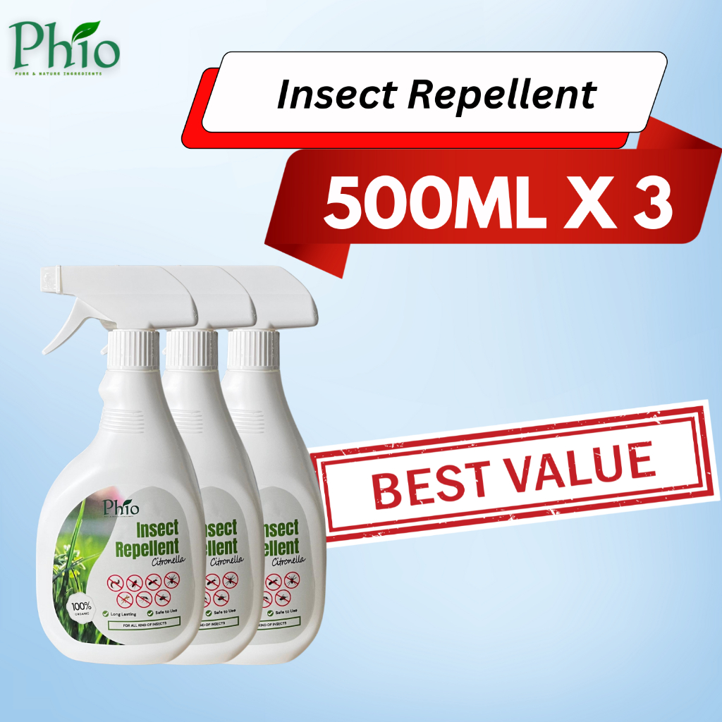 PHIO Insect Repellent 500ml x 3s | Spray Lipas | Semut | Pembasmi Serangga | Pine Oil/Citronella ...