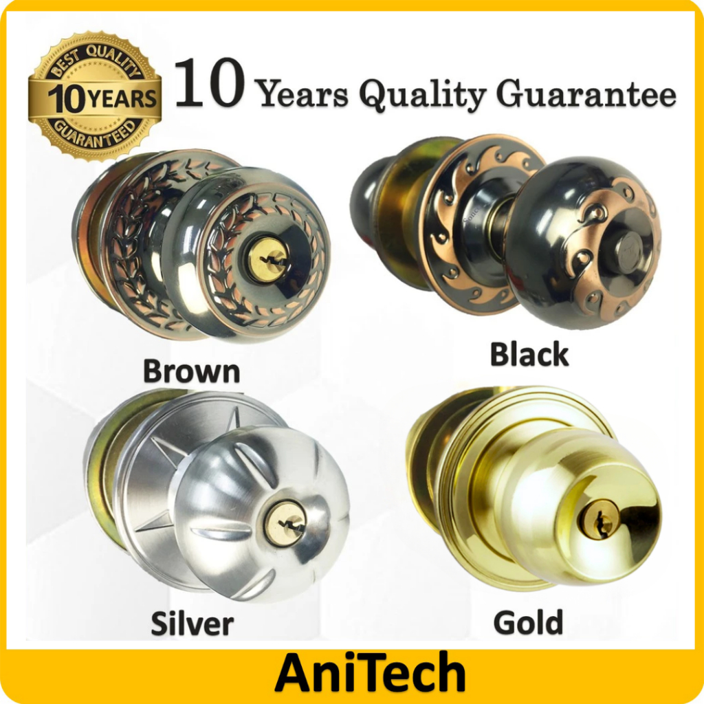 ANITECH Tubular Knob Cylindrical Cylinder Door Lock Tombol Pintu Tombol ...
