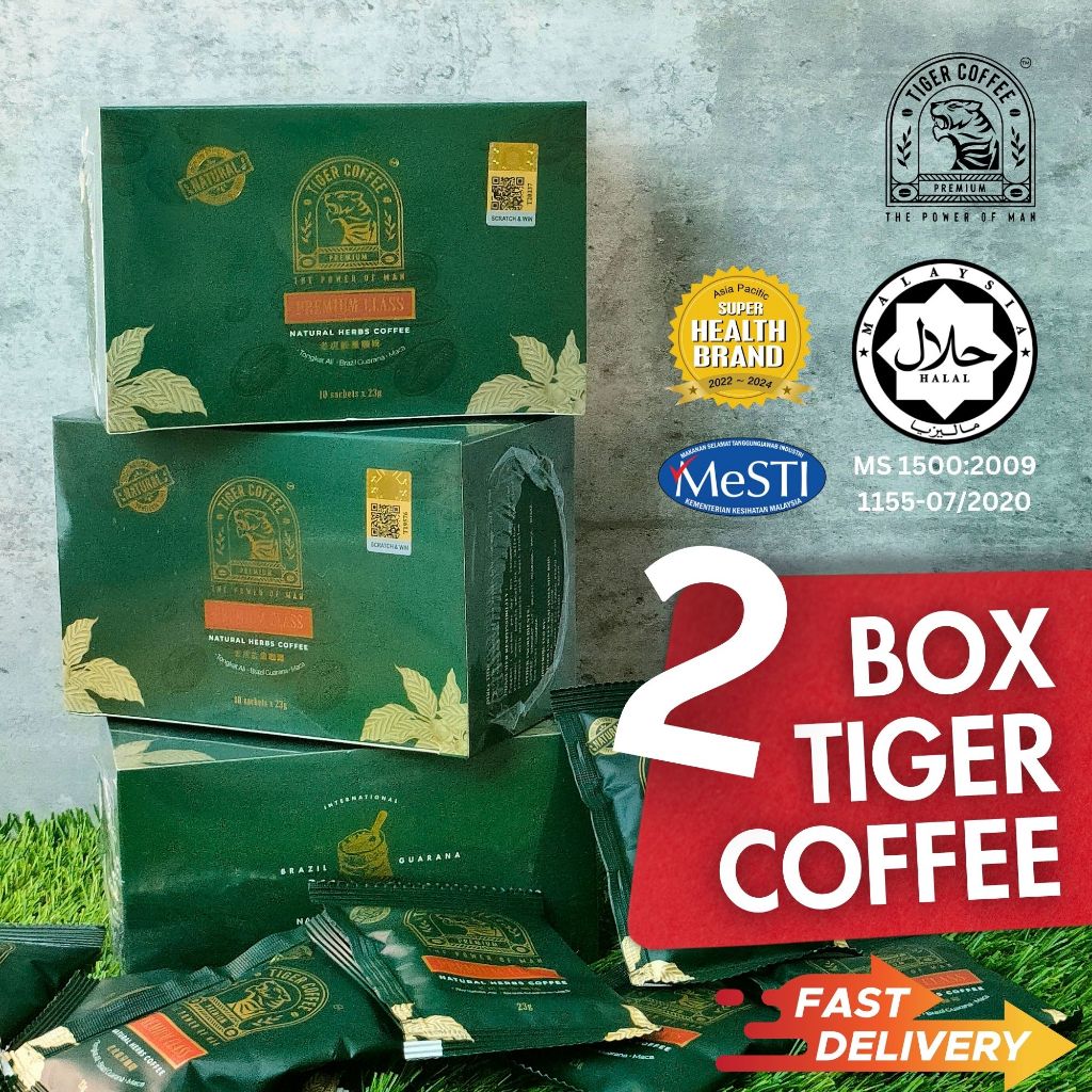 Tiger Coffee Premium Blend with Natural Herbs 2 Box (10Sachets x 23gm ...