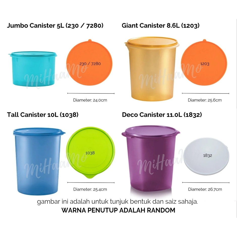 Tupperware PENUTUP SAHAJA Replacement Spare Parts Tall Canister 10L ...